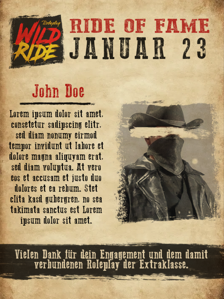 Wild Ride RP - Deutscher RDR2 Mid-Hardcore Roleplay Server